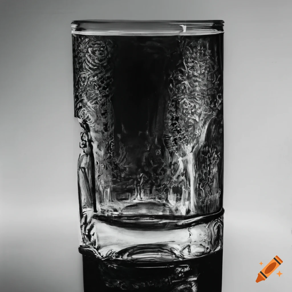 Charcoal drawing of a vintage collins glass