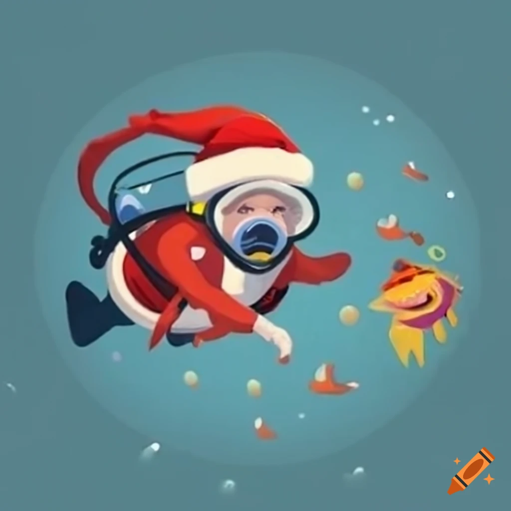 Santa claus scuba diving on Craiyon