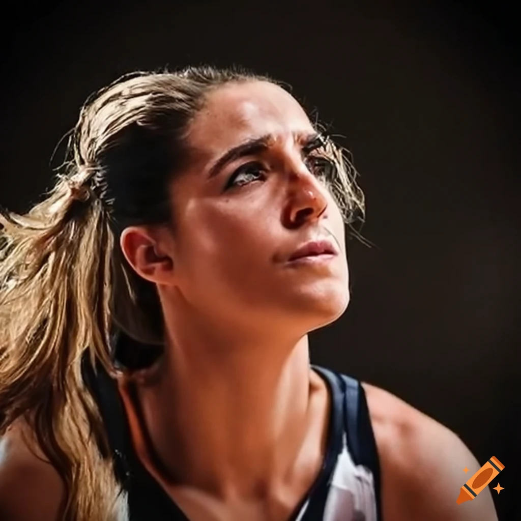Action shot of kelly mazzante, phoenix mercury basketball player on Craiyon