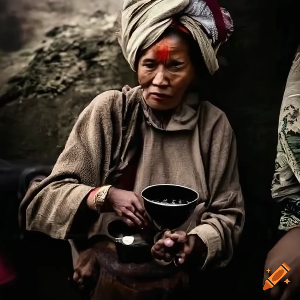 Nepali people enjoying a cup of tea on Craiyon