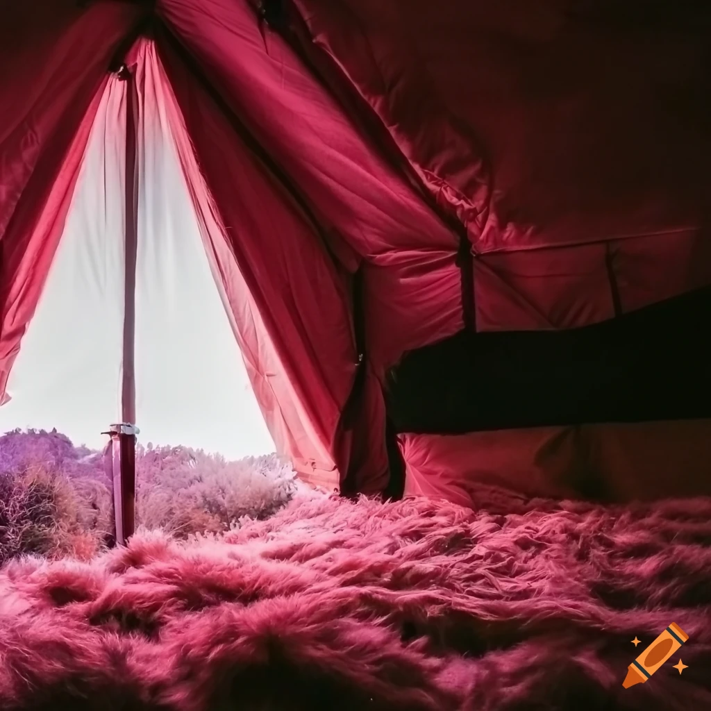 Cozy pink teddy fur tent interior