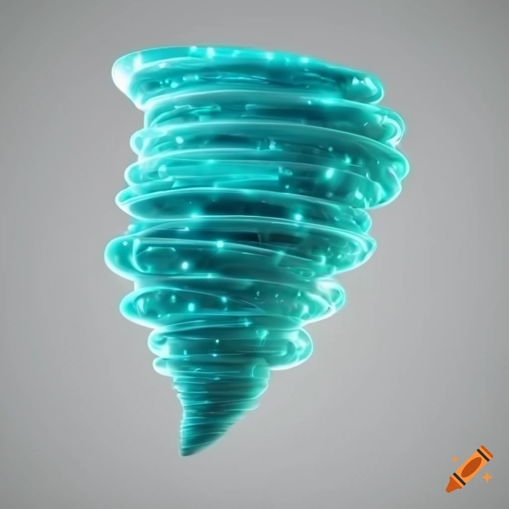 3d rendering of a powerful tornado with turquoise lights