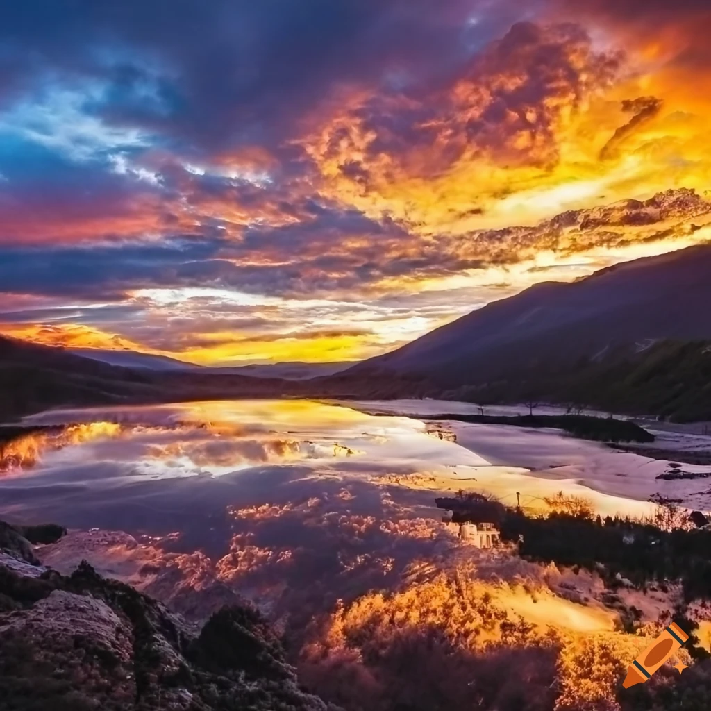Sunset view of a grand mining project