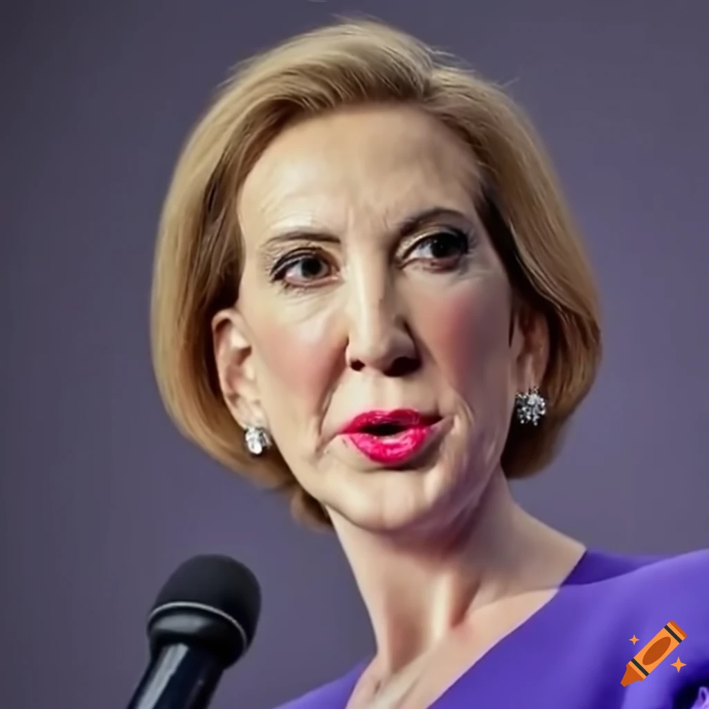 Carly Fiorina delivering an engaging speech on Craiyon