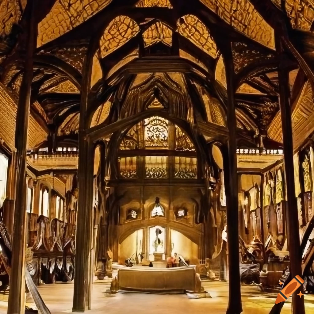 Inside view of a celtic great hall
