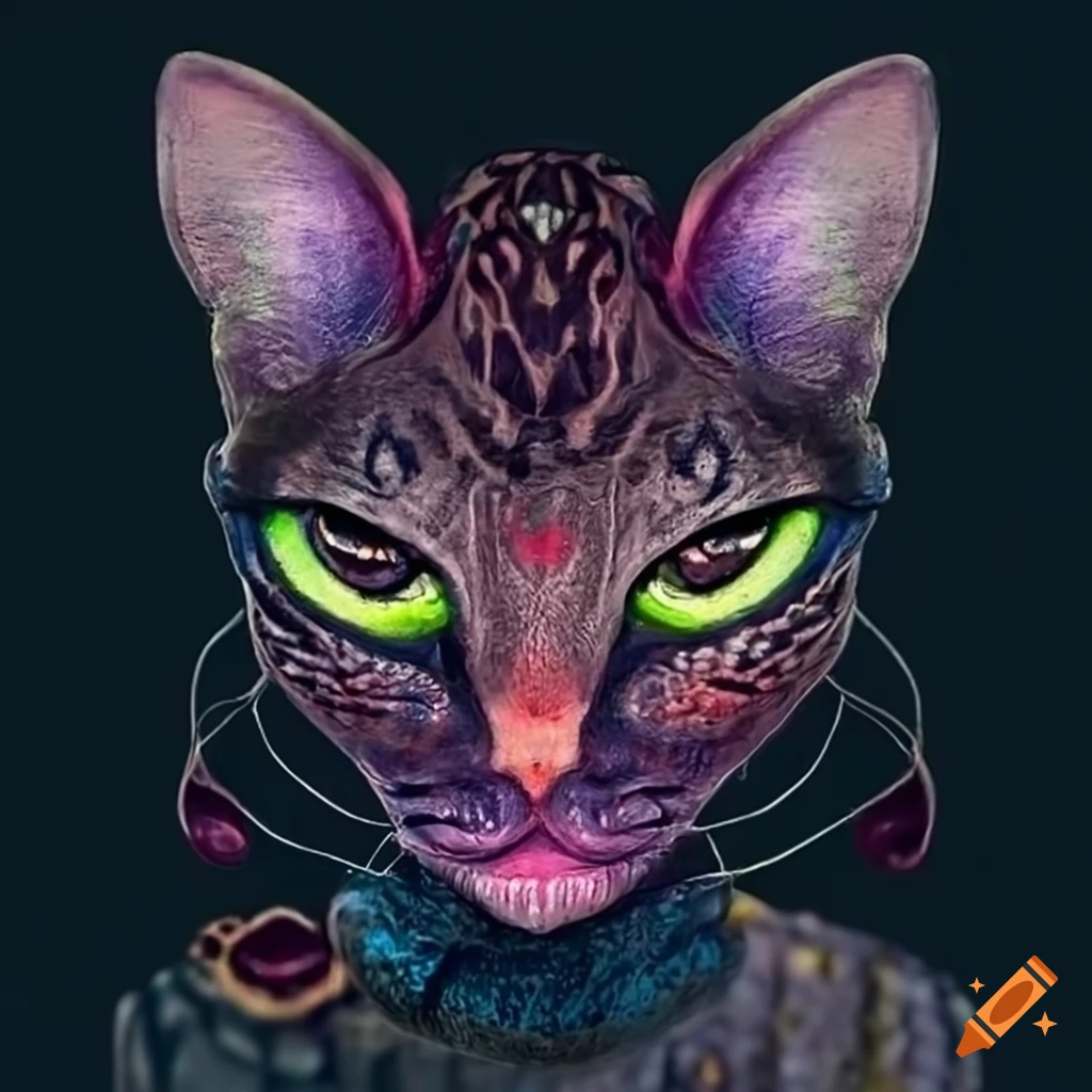 Cat with alien-like head