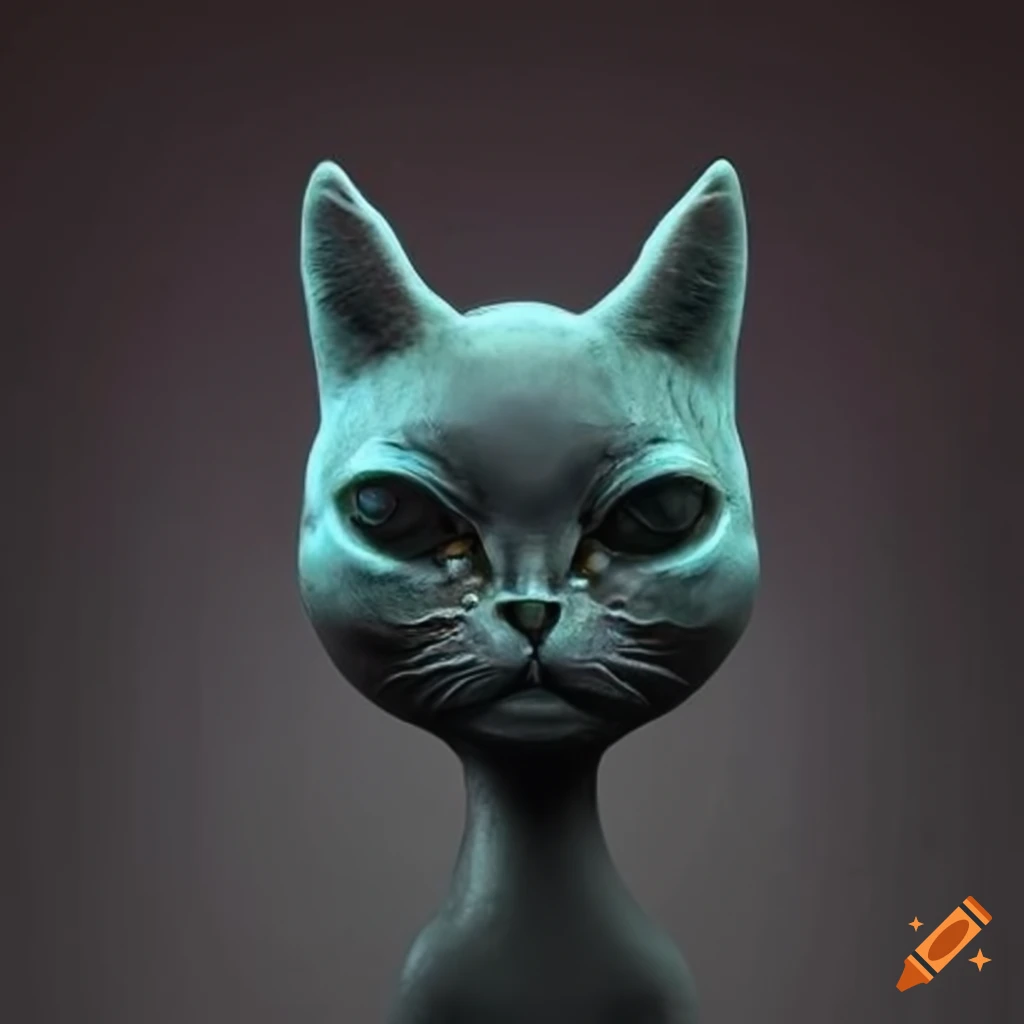 Dark-colored alien cat with a rose-shaped head on Craiyon