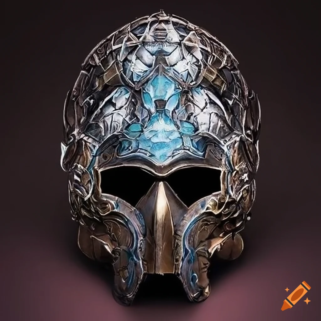 Intricate symmetrical steel helmet