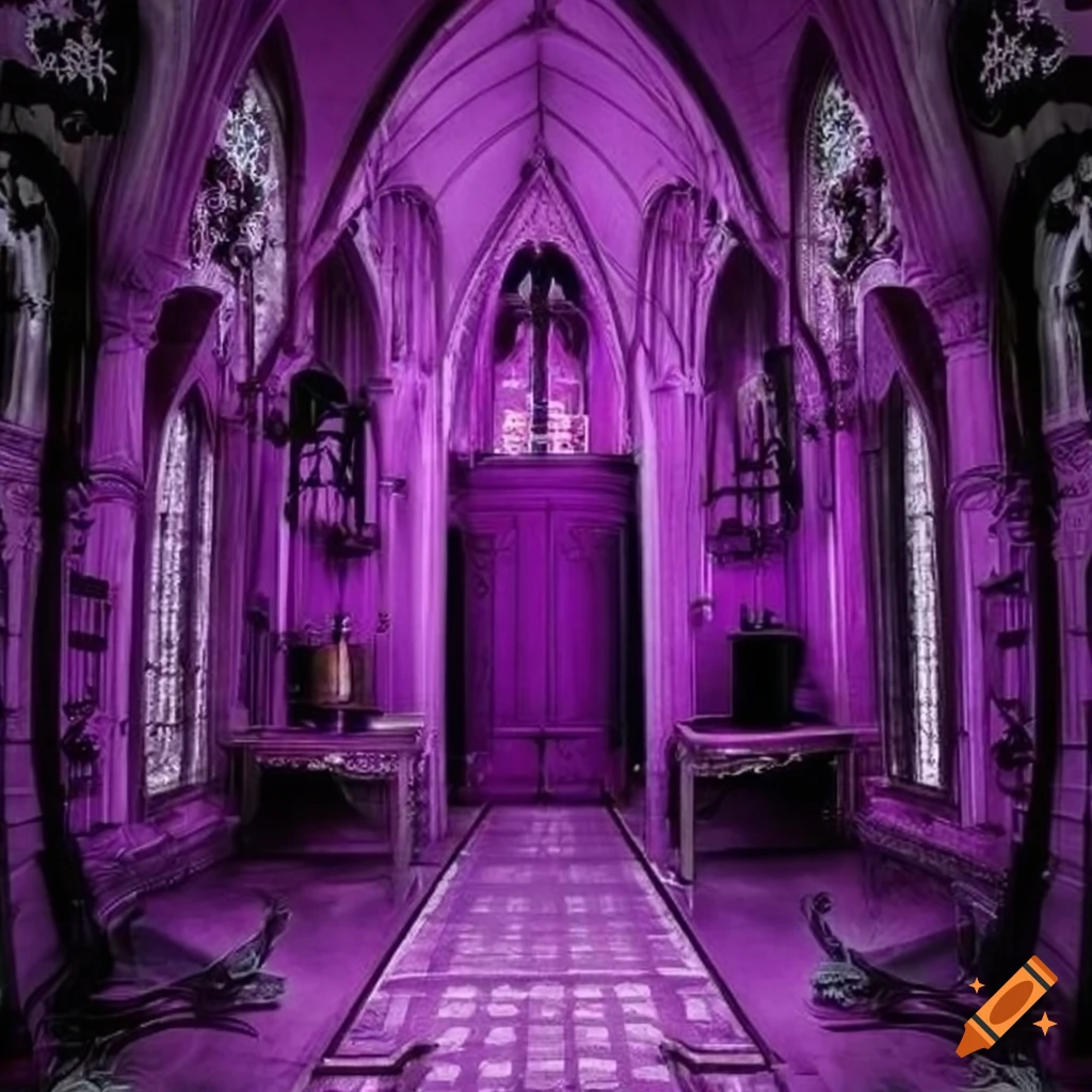 Gothic purple workroom interior