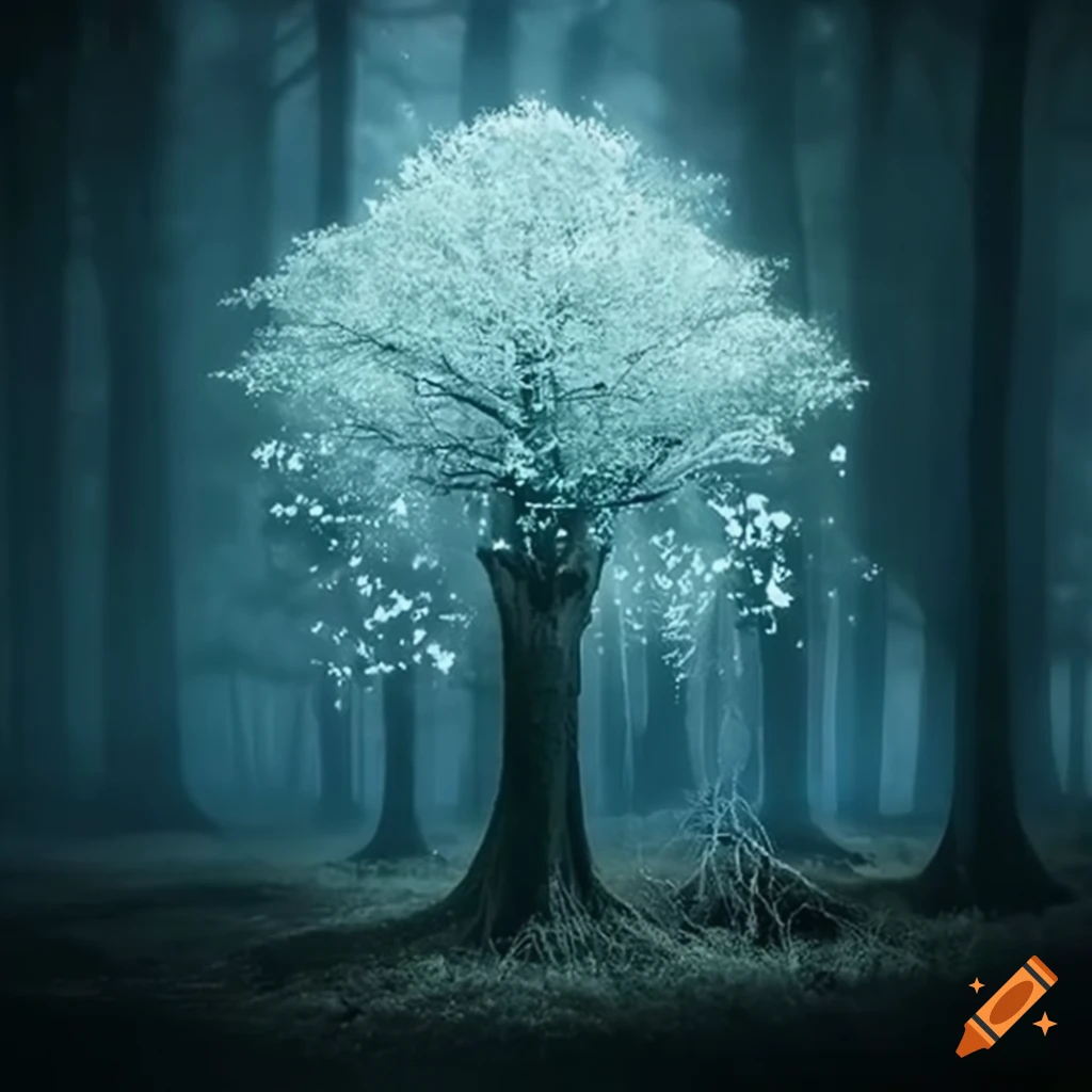 Glowing magical tree in a mystical forest on Craiyon