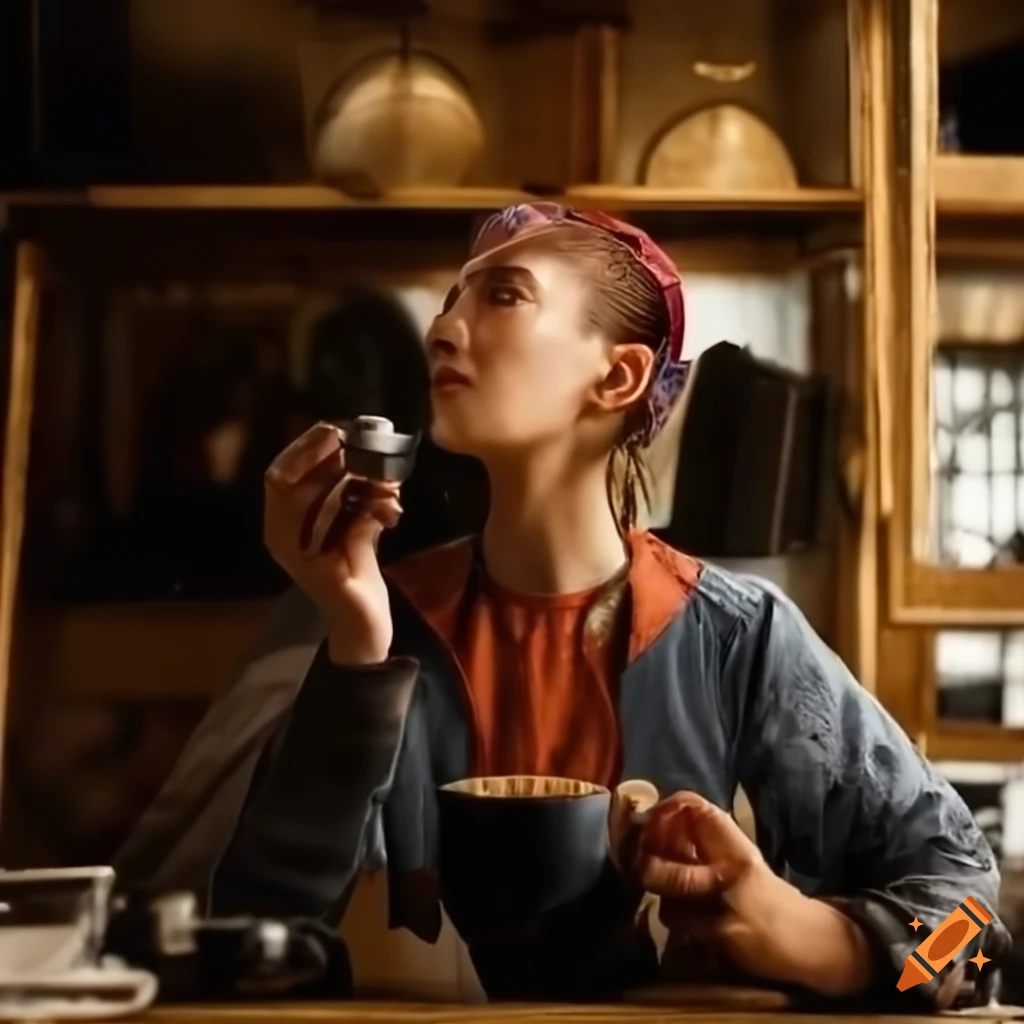 Krieg from borderlands making coffee in a cafe