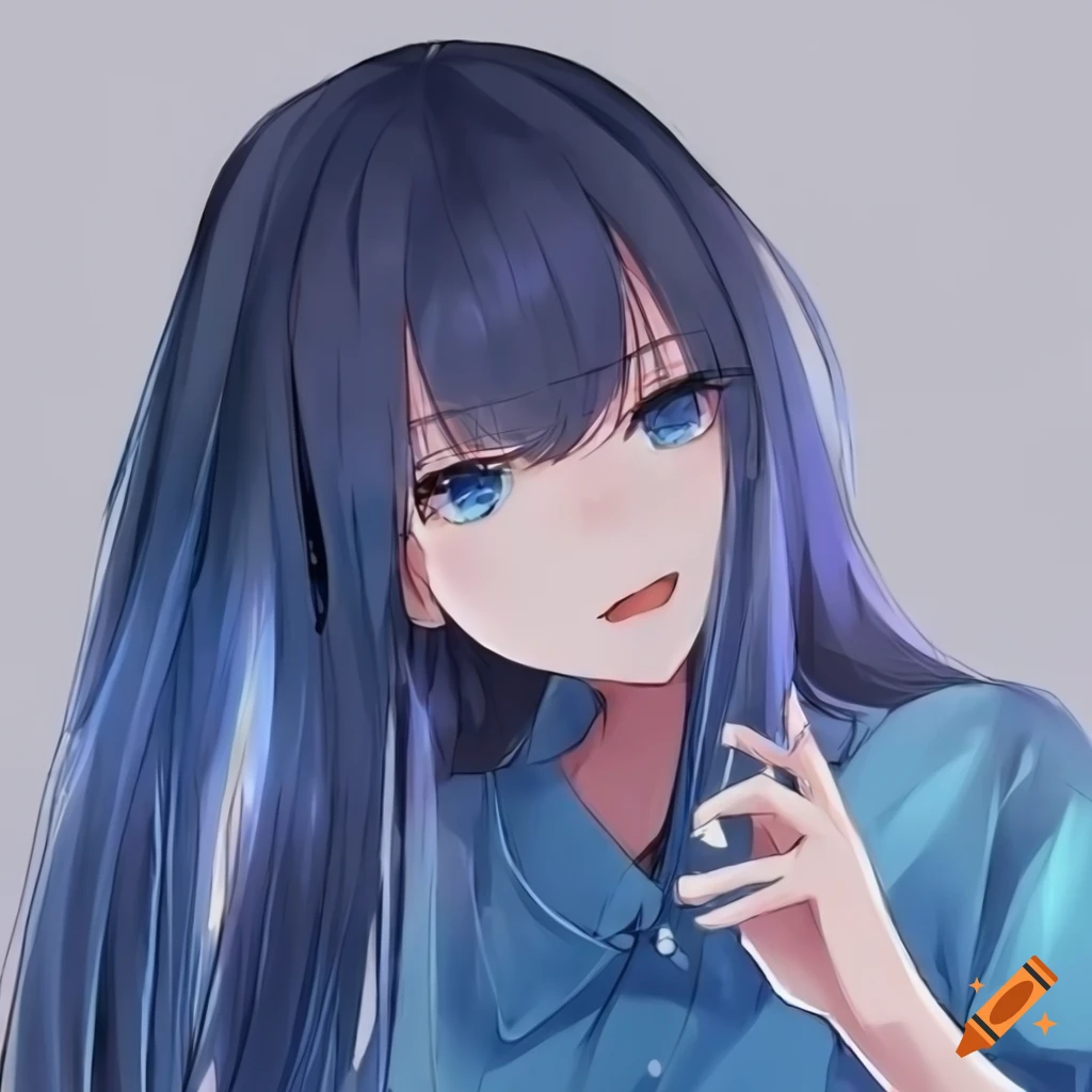Anime girl with blue theme outfit on Craiyon