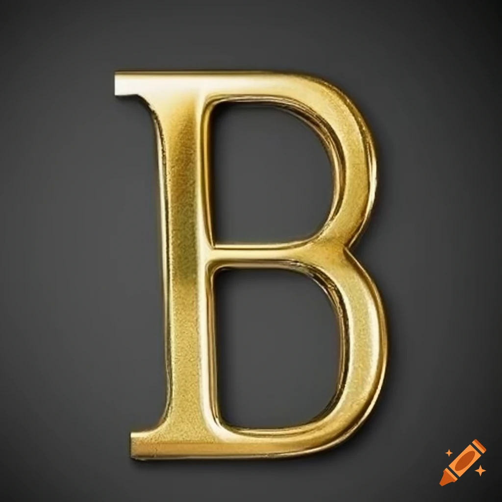 Gold letter b on black background