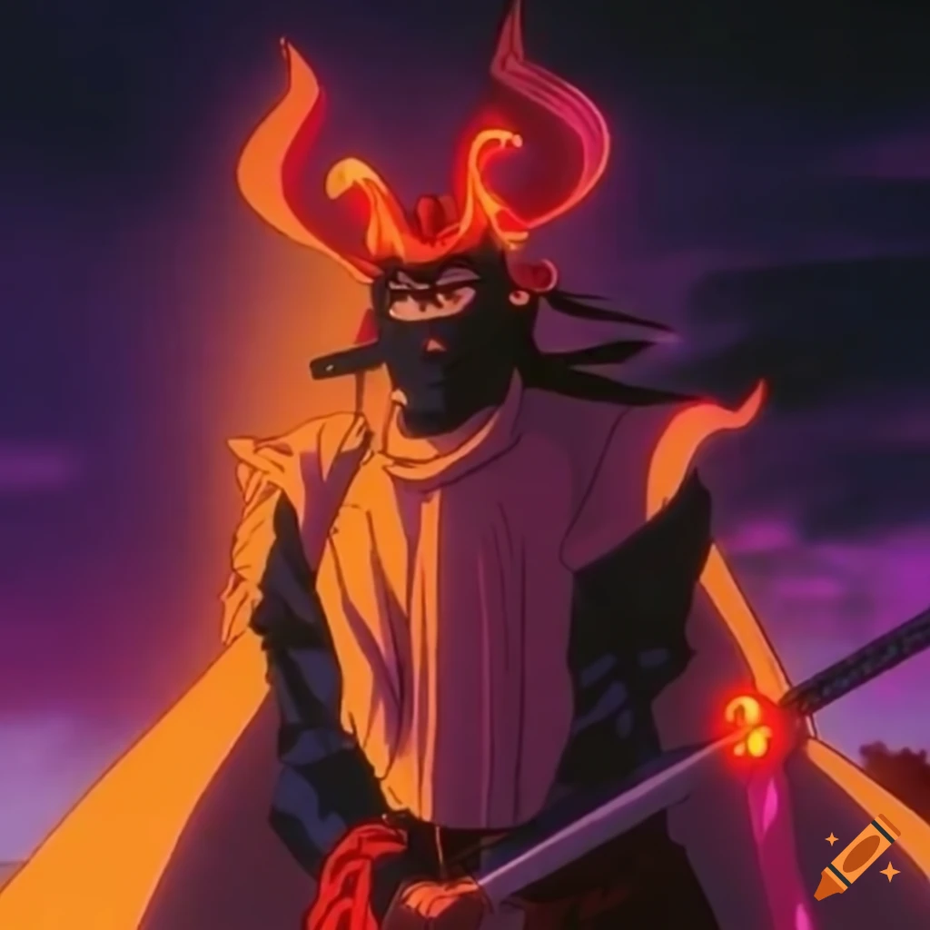 Retro anime samurai with a katana on Craiyon