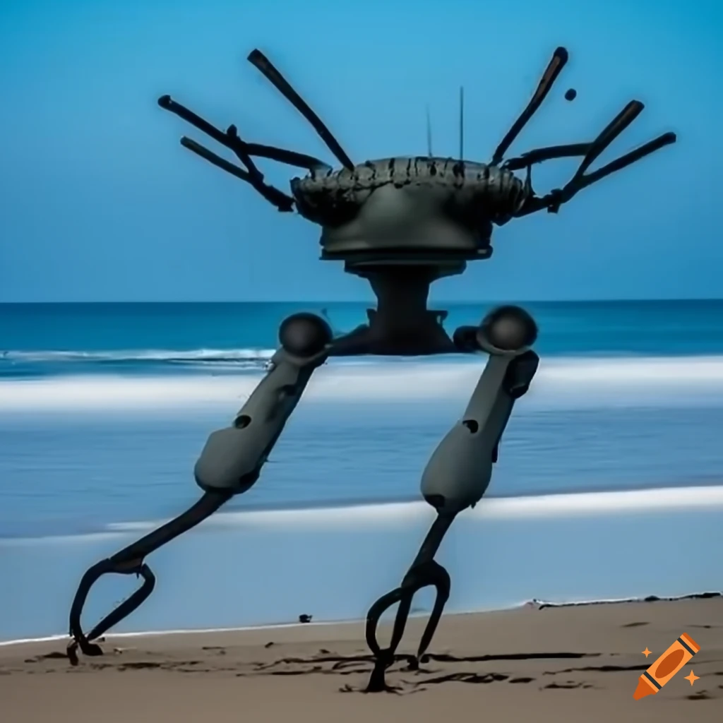 Bipedal mech on a beach on Craiyon