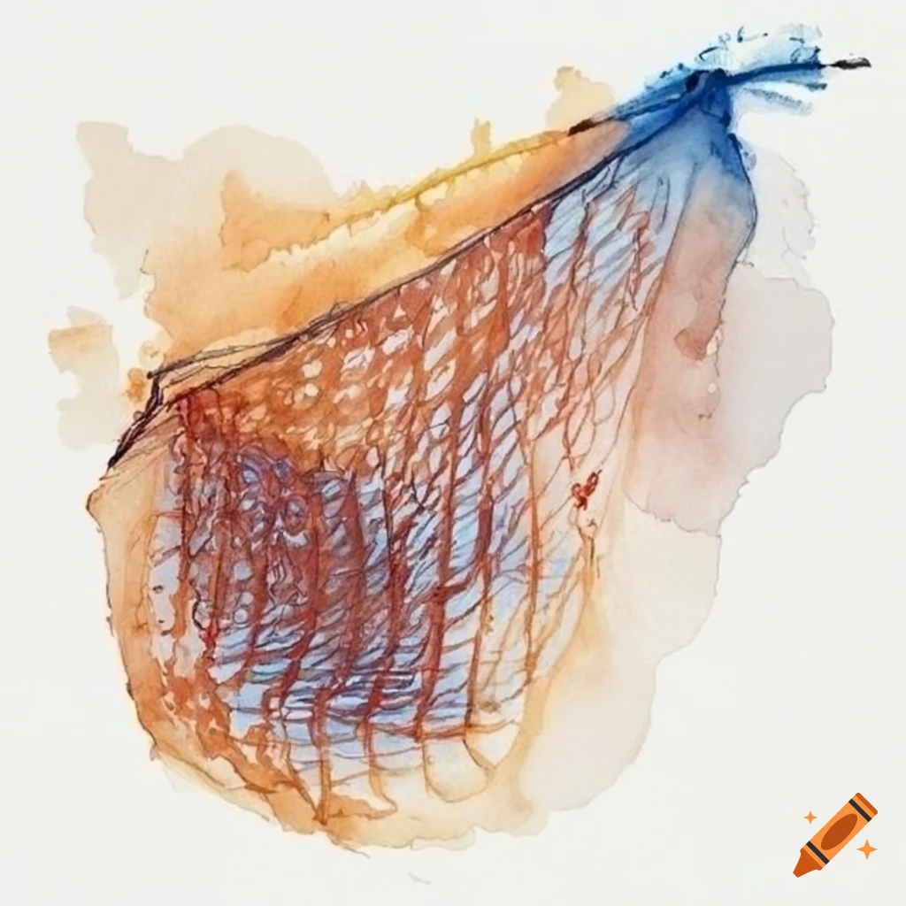 Watercolor painting of a net in the water on Craiyon