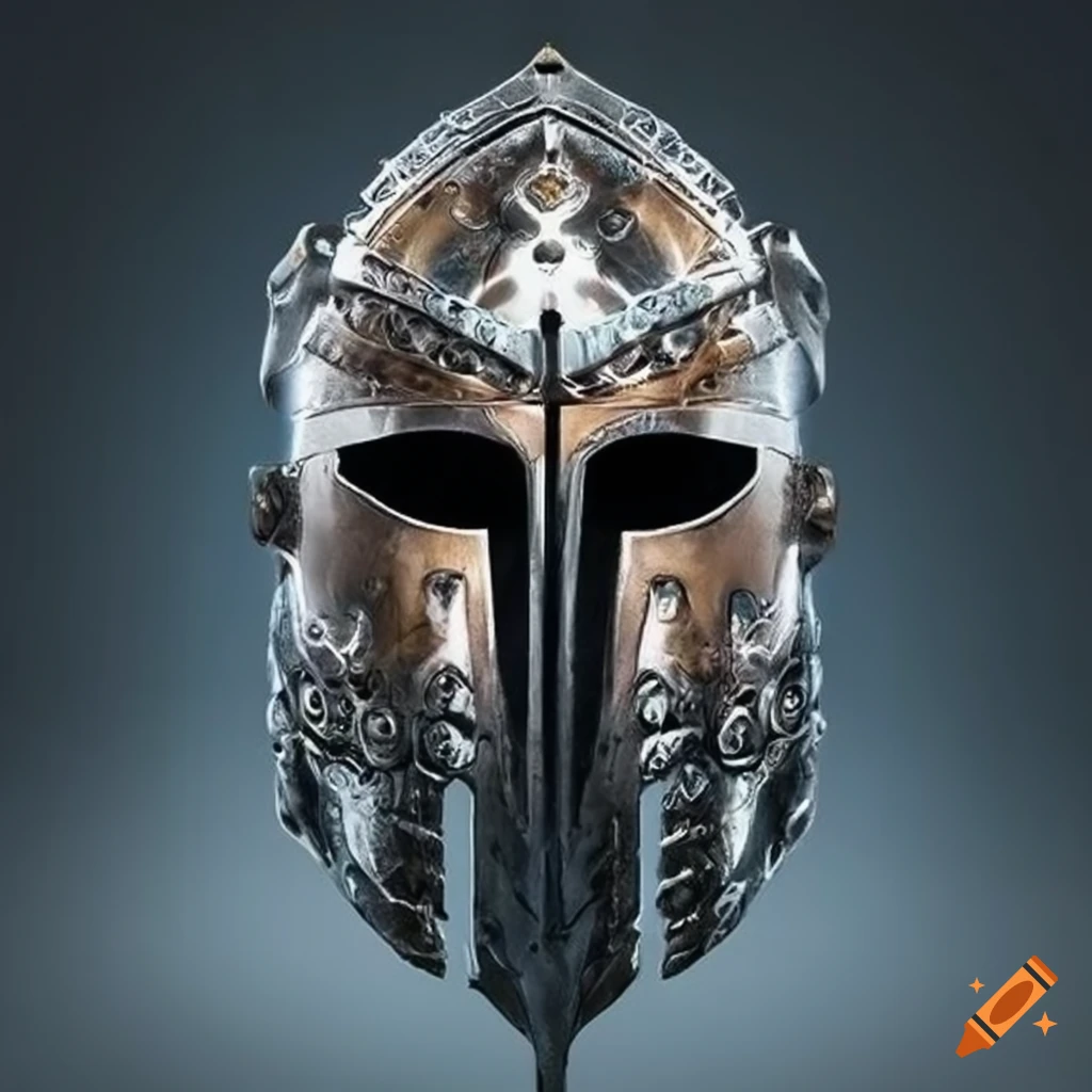 Intricate astral symmetrical steel helmet