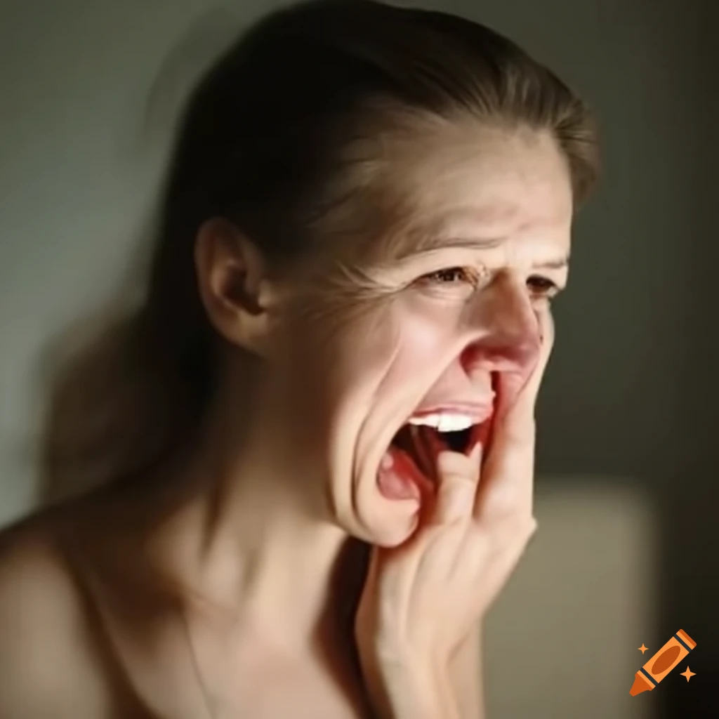 Woman screaming in despair with bright light behind