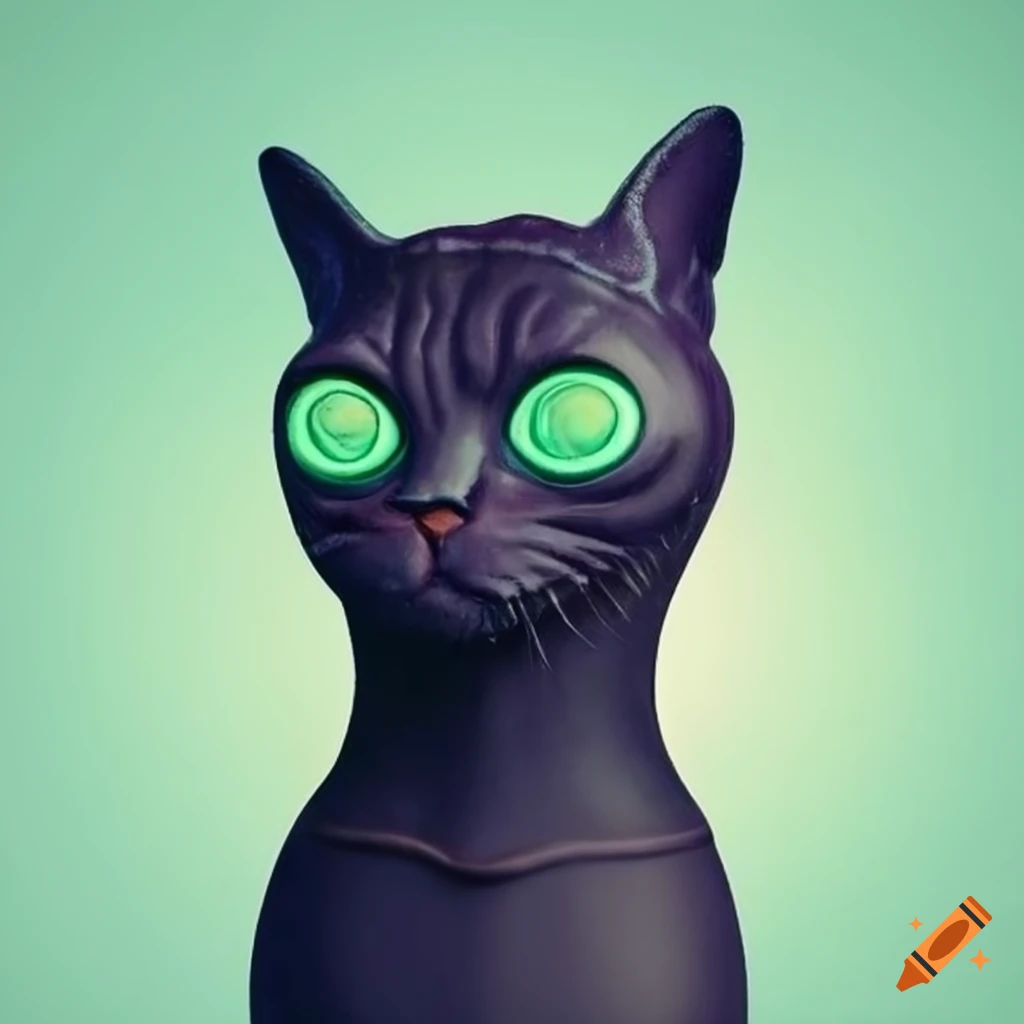 Dark-colored alien cat with beetle head