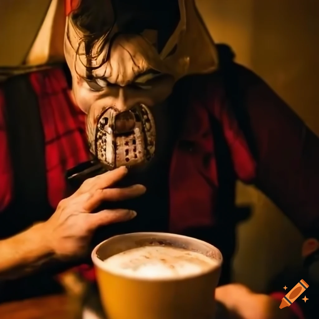 Krieg from borderlands making coffee in a cafe