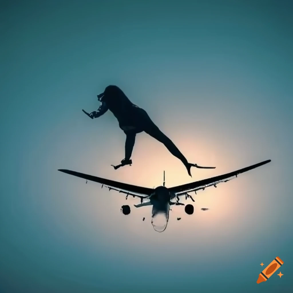 Person being chased by a plane on Craiyon