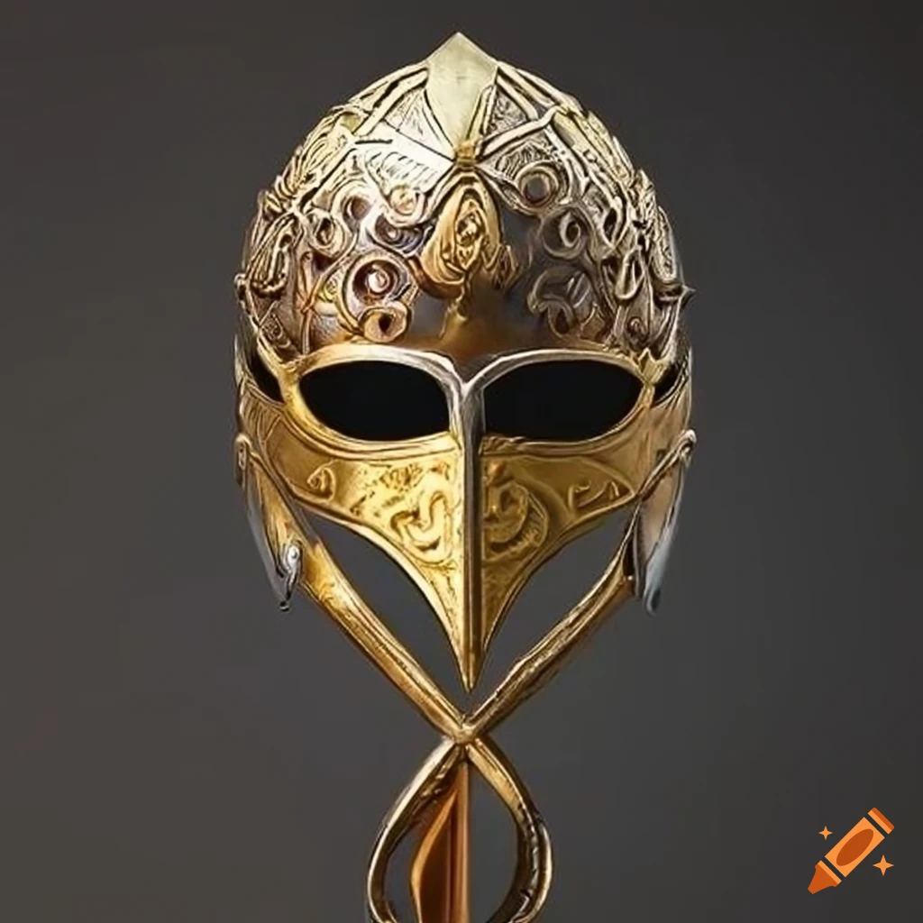 Symmetrical gilded steel helmet