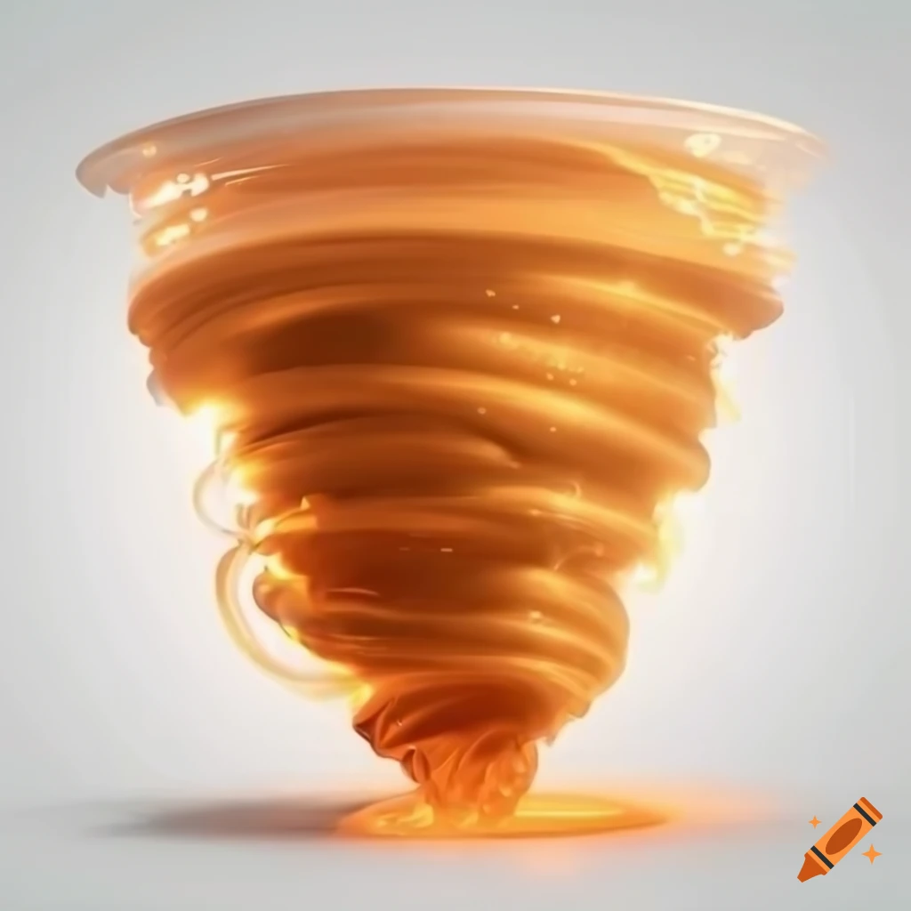 3d rendering of a powerful tornado with orange lights