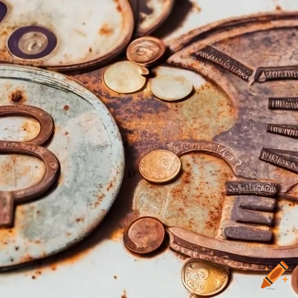 Realistic rusty metal euro coins on Craiyon