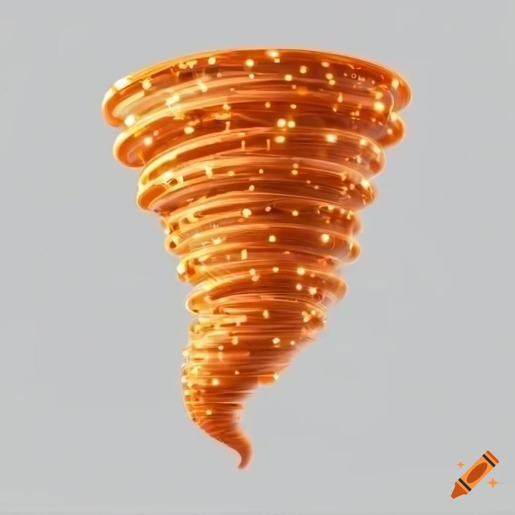 3d rendering of a profile view of a tornado with orange lights