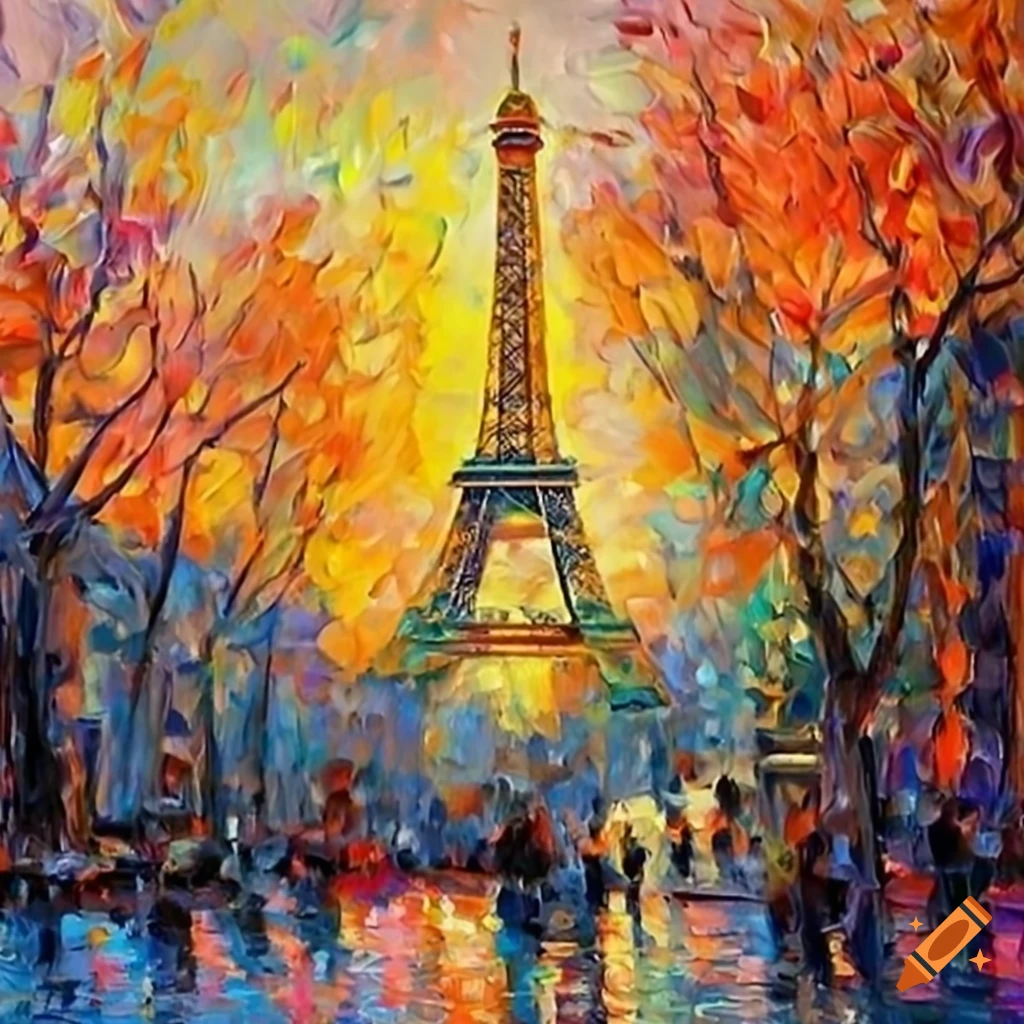 Impressionist painting of paris city