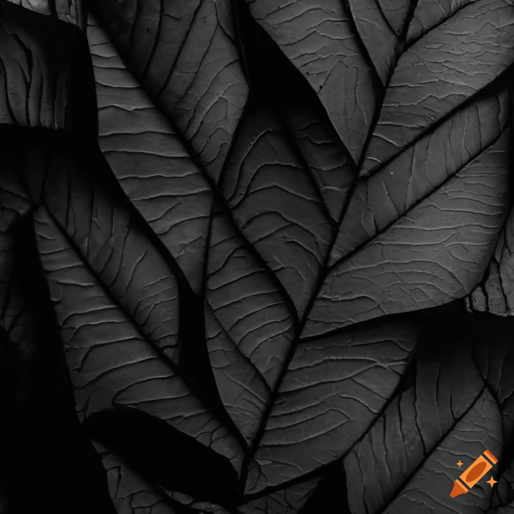High contrast black and white leafy texture