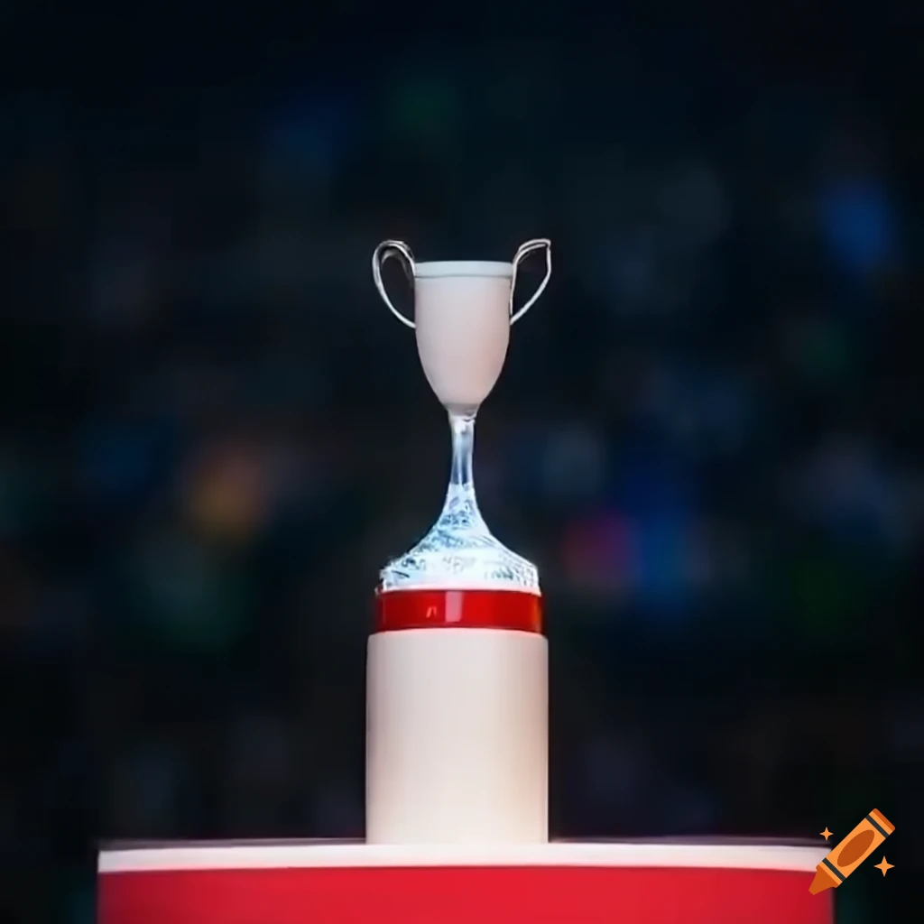 Person winning egg nog competition on winners podium