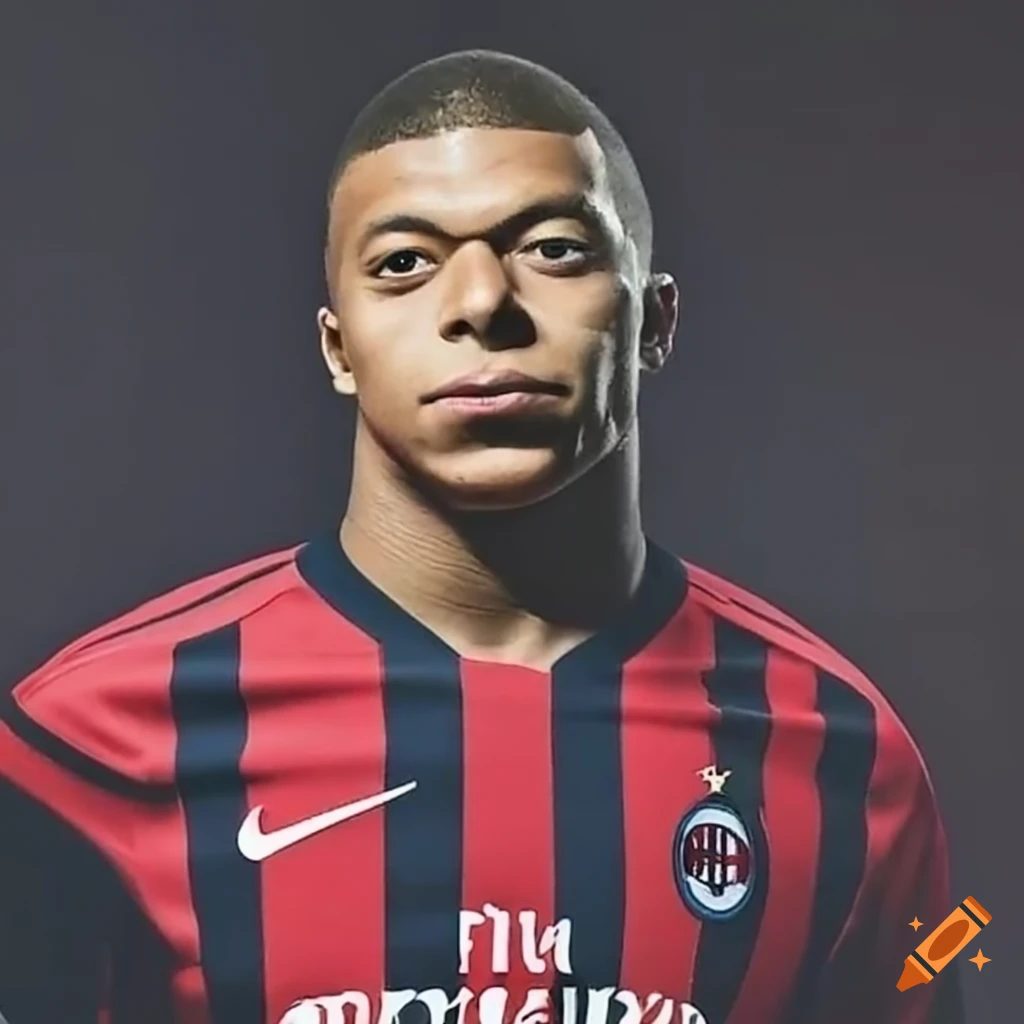 Kylian mbappe wearing ac milan jersey
