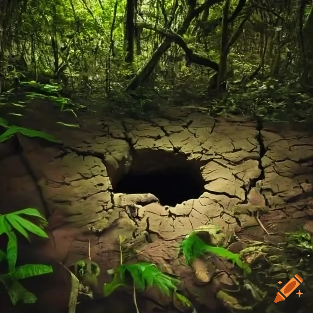 Image of a deep hole in the jungle on Craiyon