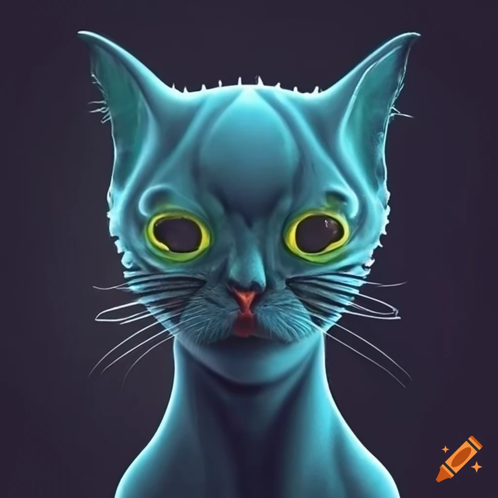 Illustration of an alien cat with a beetle head