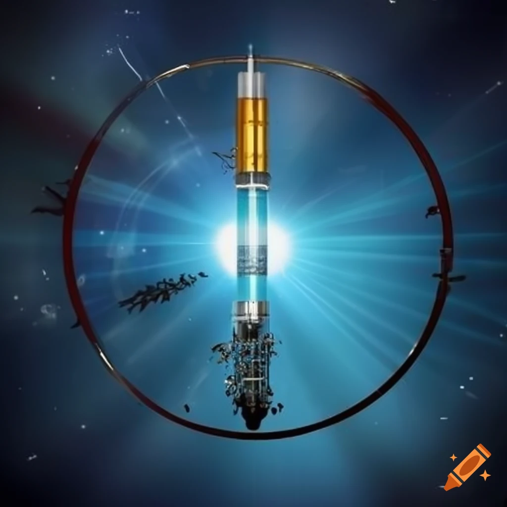 Illustration of a proton interacting with a transistor gate