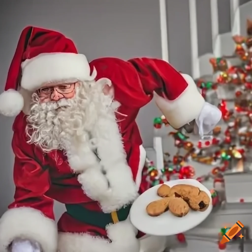 Humorous image of santa falling down stairs