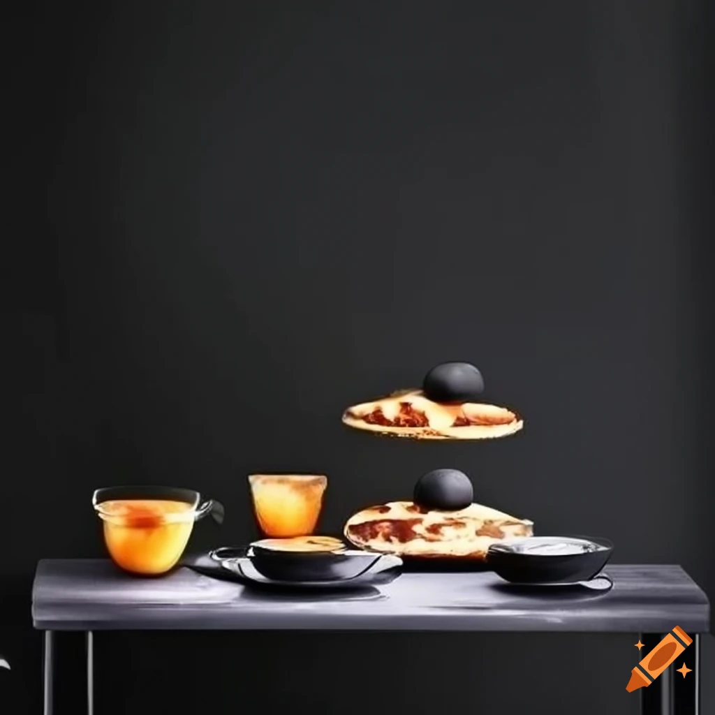 Elegant black breakfast table arrangement on Craiyon