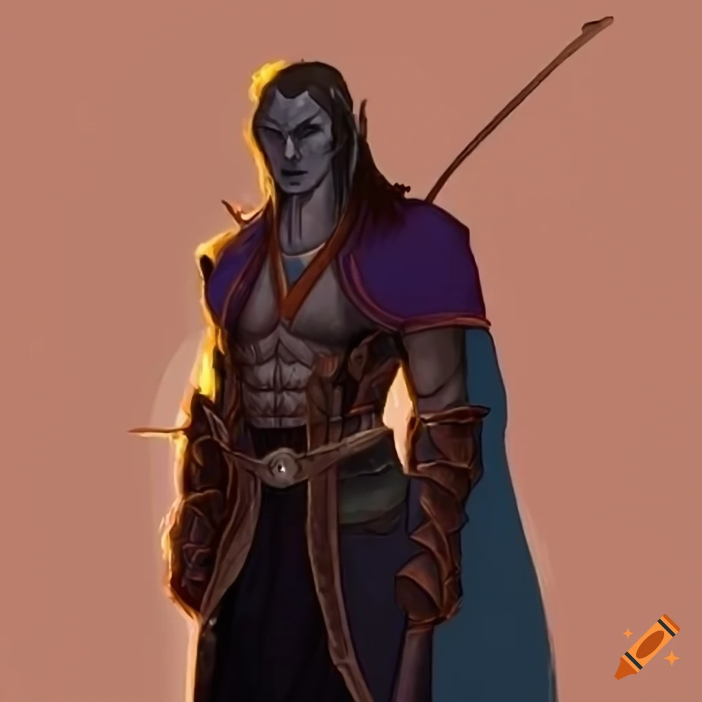Description of a dark elf with pale obsidian skin on Craiyon