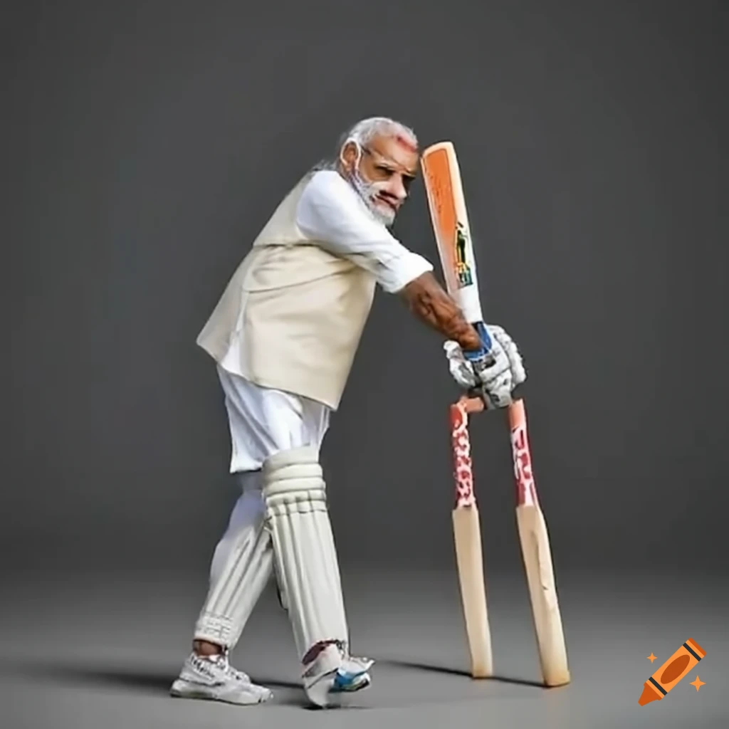 Narendra modi playing cricket on Craiyon
