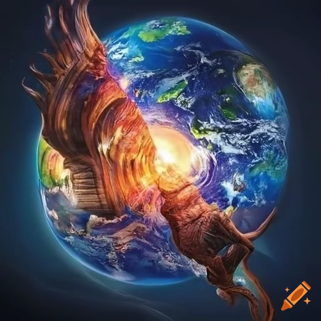 Artwork depicting the creation of earth on Craiyon