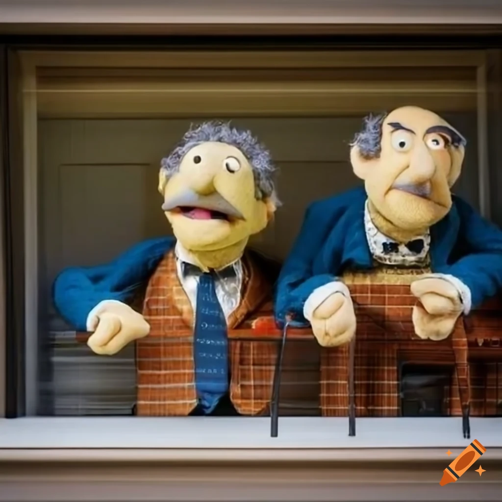 Statler and Waldorf from the Muppets looking out of a window on Craiyon