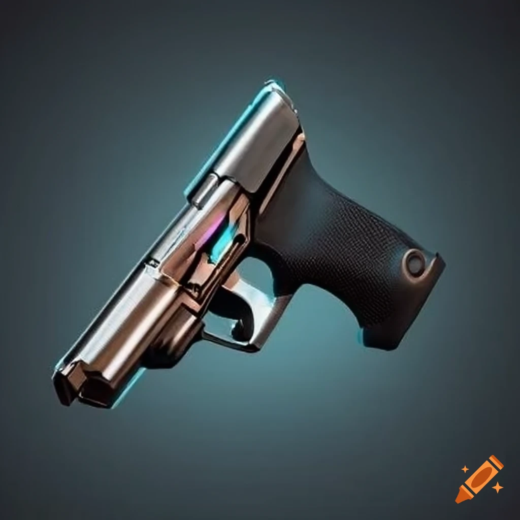 Futuristic handgun in side view