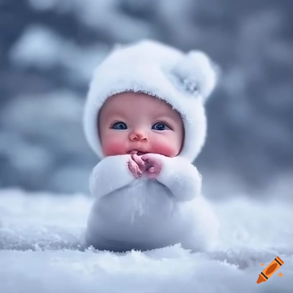 Cute baby in the snow