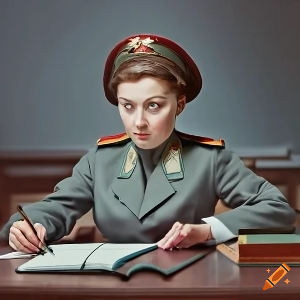 Image of a soviet female judge in military uniform on Craiyon