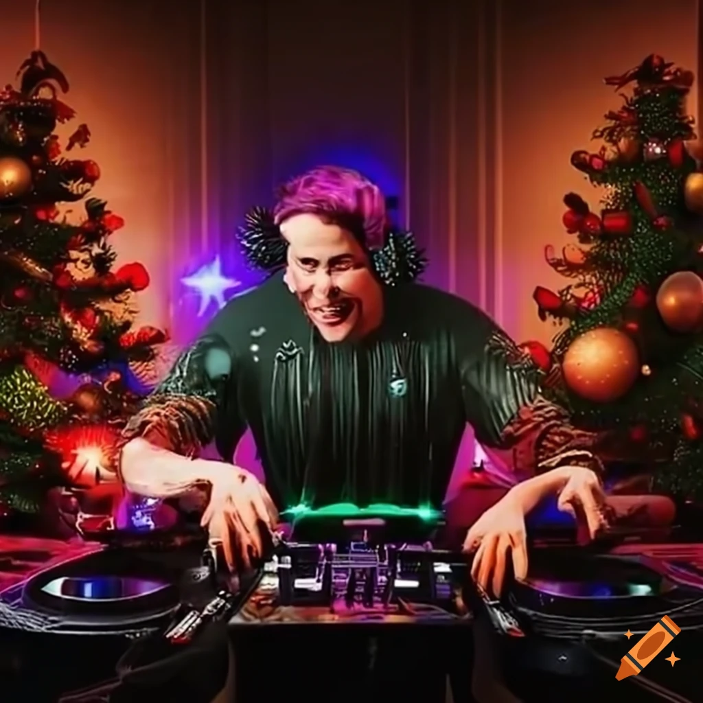 Christmas djs spinning behind the decks