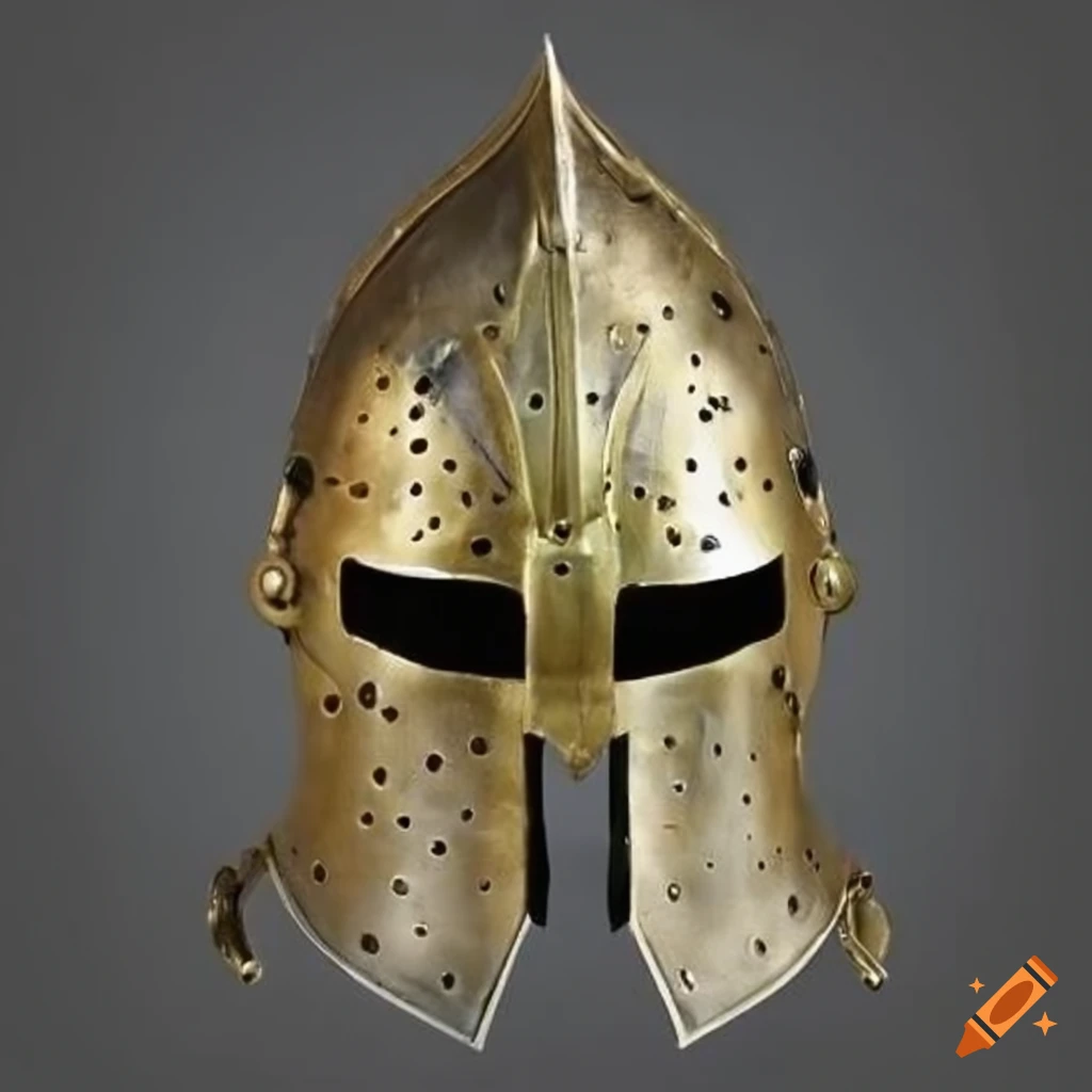 Gilded steel helmet with a mythic design on Craiyon