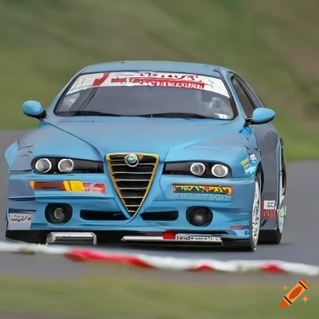 Alfa romeo 156 gta sportwagon racing at a hilly track on Craiyon