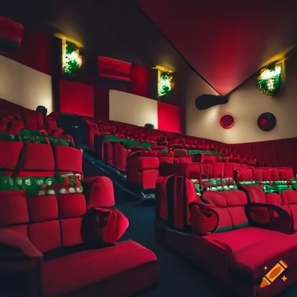 Festive christmas cinema scene