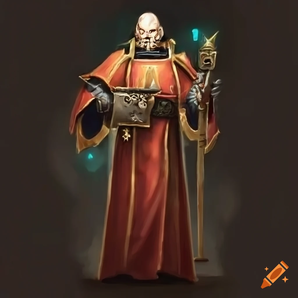 Portrait of a intense warhammer 40k priest on Craiyon